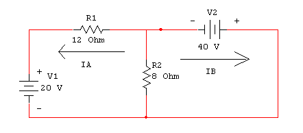 Solved What is the current IB through the 40-V battery as | Chegg.com